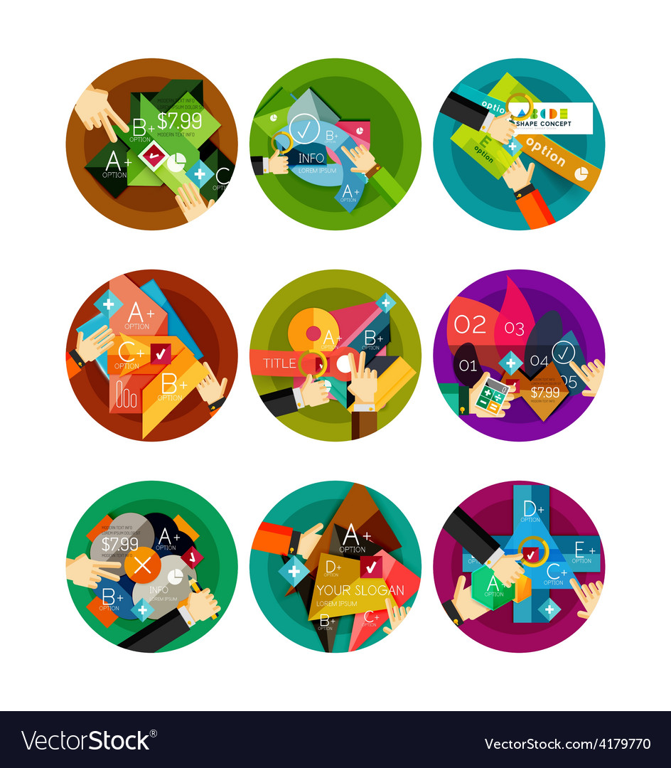 Set of flat design circle infographic icons Vector Image