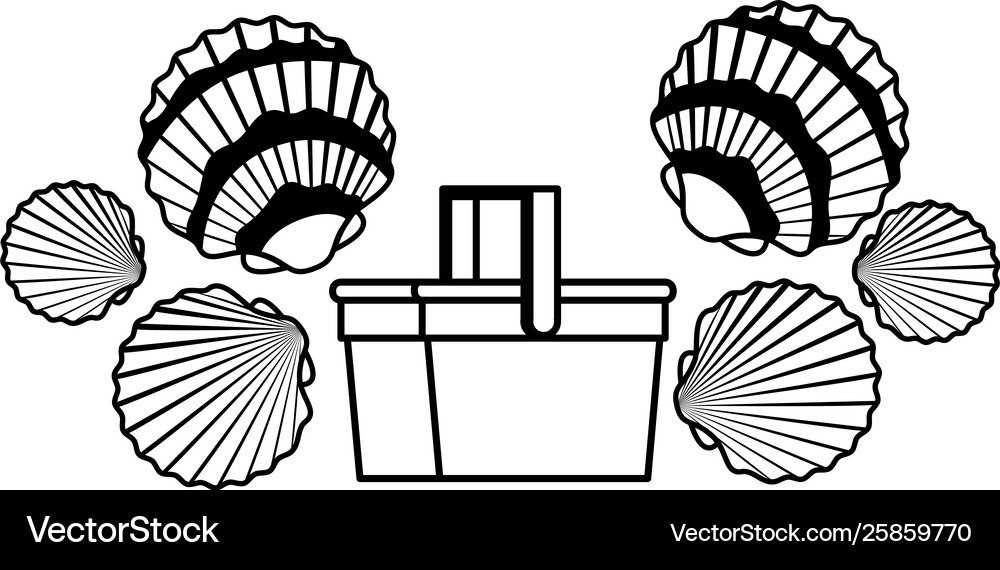 Straw picnic basket on white background Royalty Free Vector