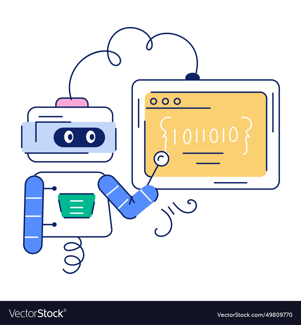 Trendy code automation hand drawn mini Royalty Free Vector