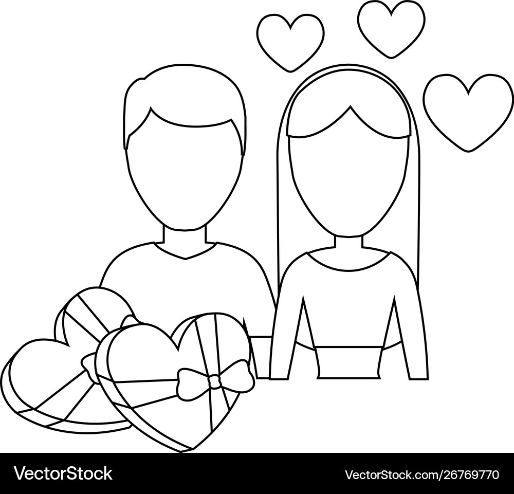 Young couple lovely with gift boxes Royalty Free Vector