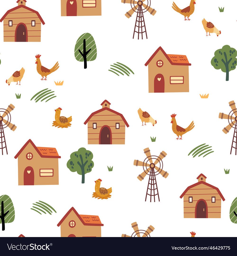 0194 farm pattern Royalty Free Vector Image - VectorStock
