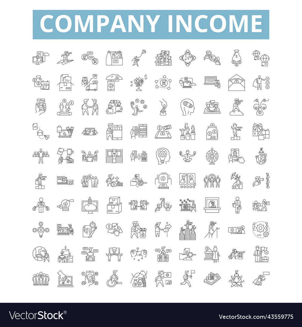 Company income icons line symbols web signs Vector Image