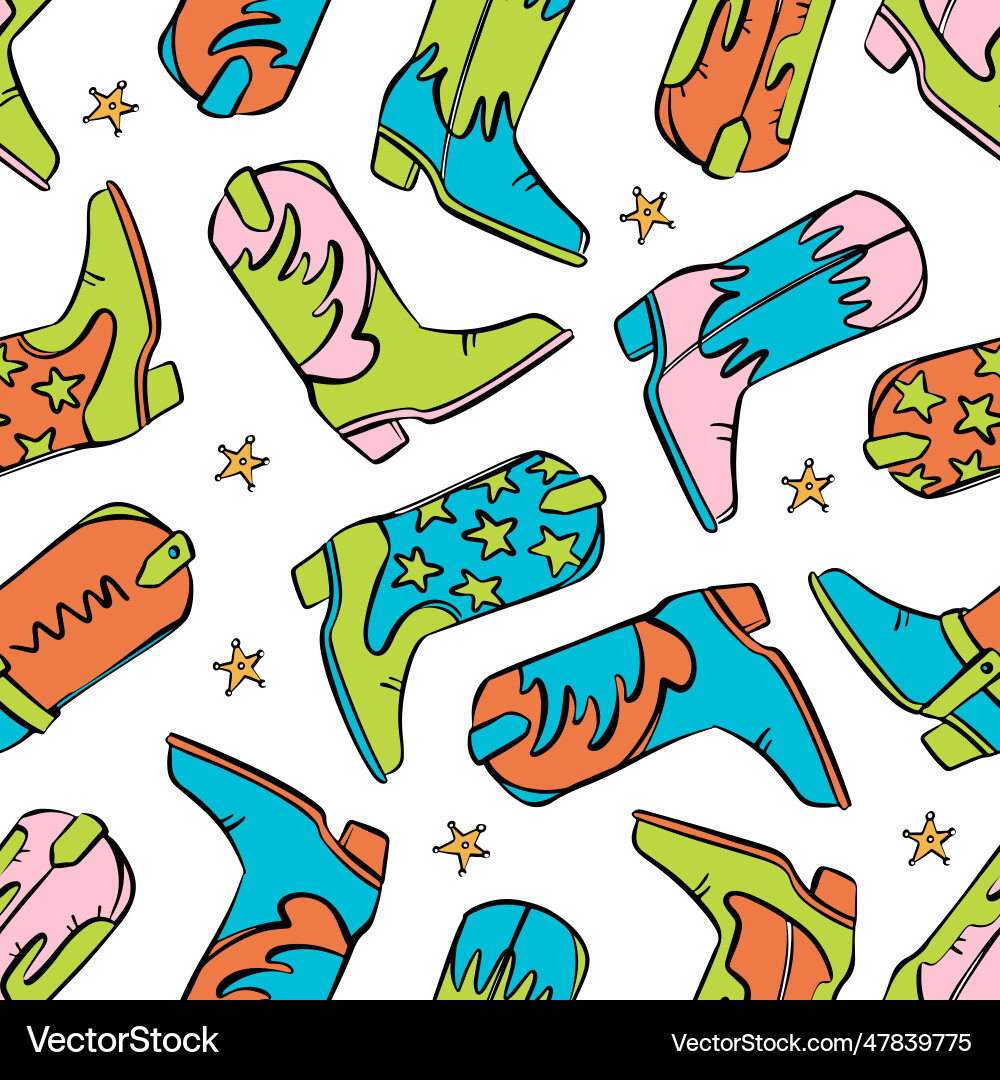 Cowboy boots print wild western seamless pattern Vector Image