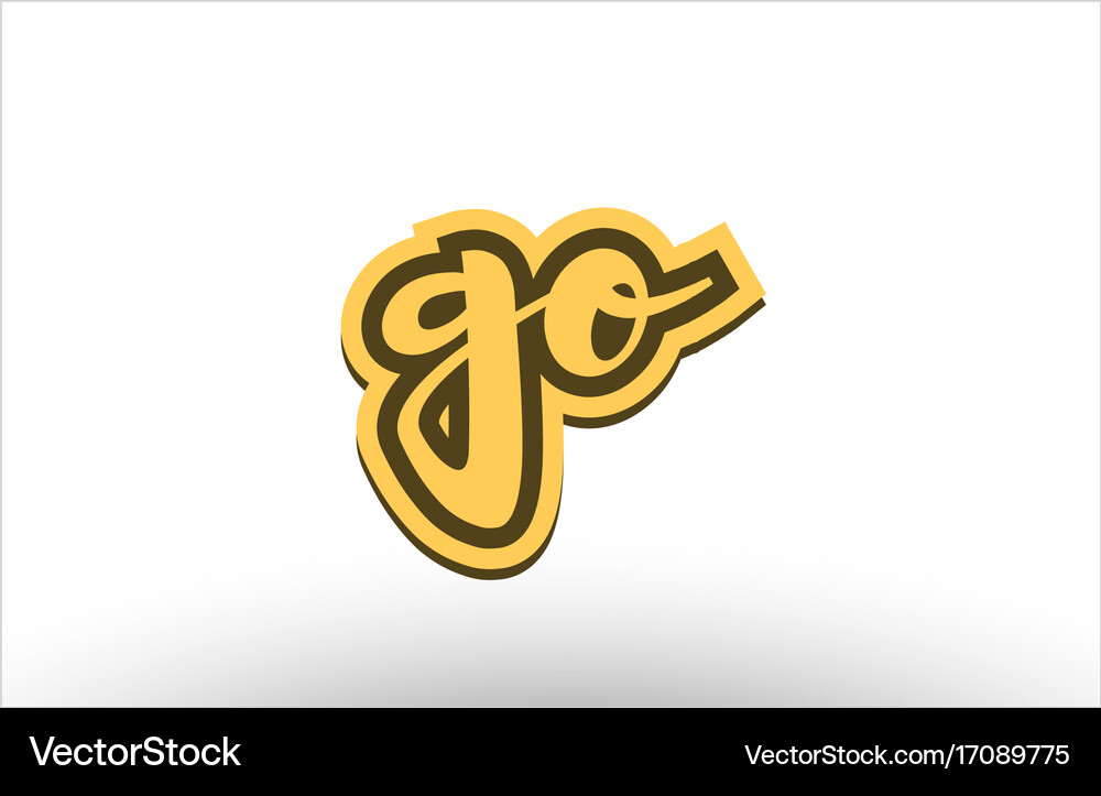 Go yellow black hand written text postcard icon Vector Image
