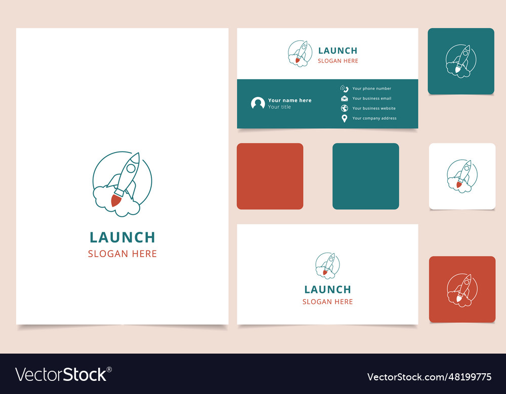 Launch logo design with editable slogan branding Vector Image