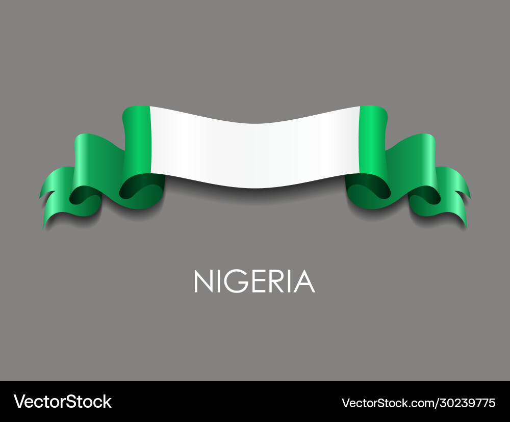 Nigerian flag wavy ribbon background Royalty Free Vector