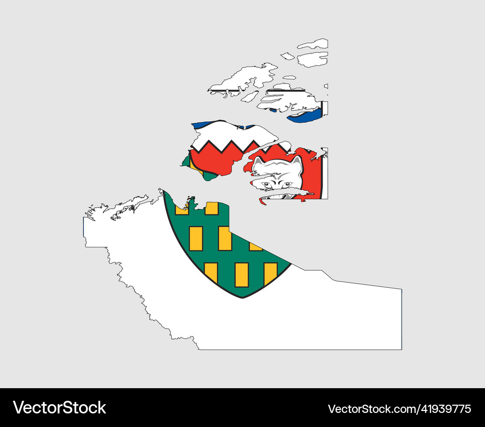 Northwest territories canada map flag banner icon Vector Image