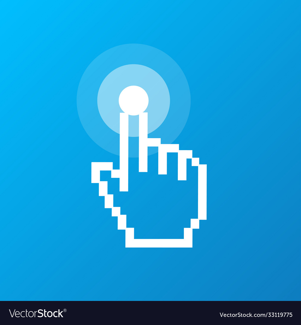 Pixel computer cursor push button sign Royalty Free Vector