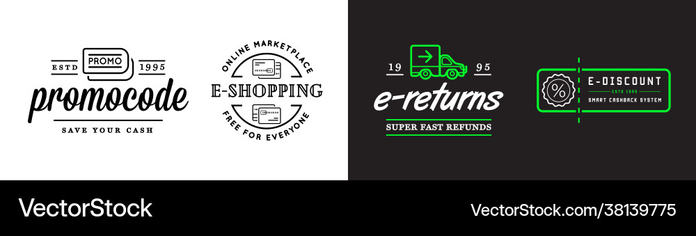 Set four e-commerce online shopping signs Vector Image