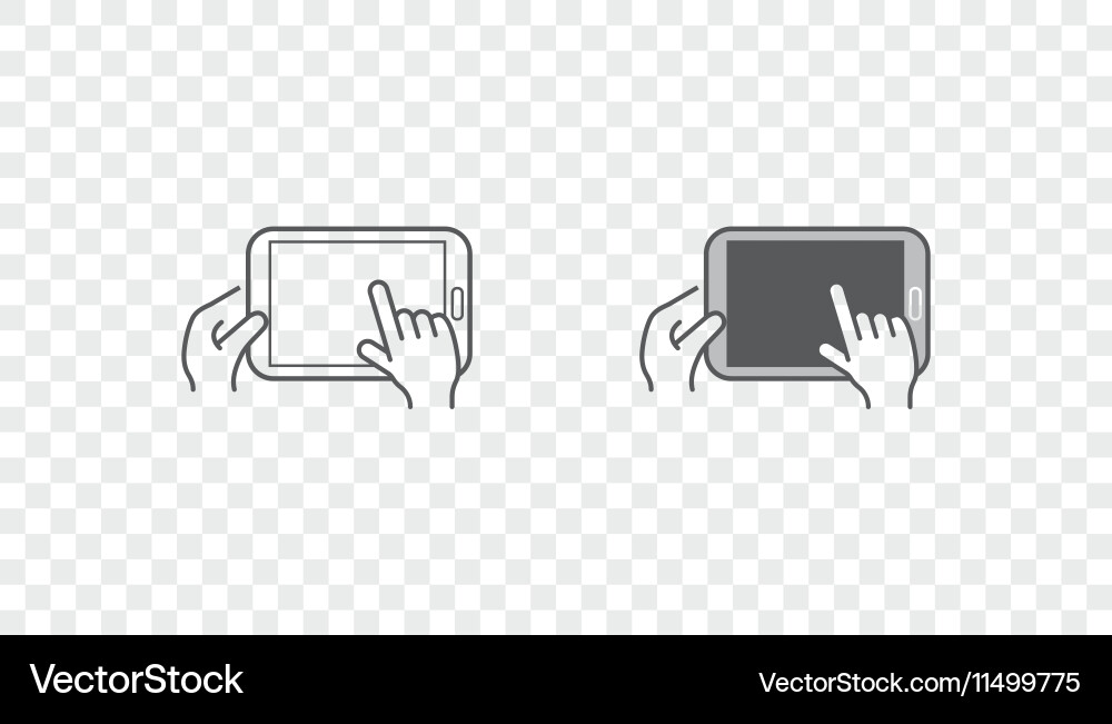 Set icons with hands holding smart device Vector Image