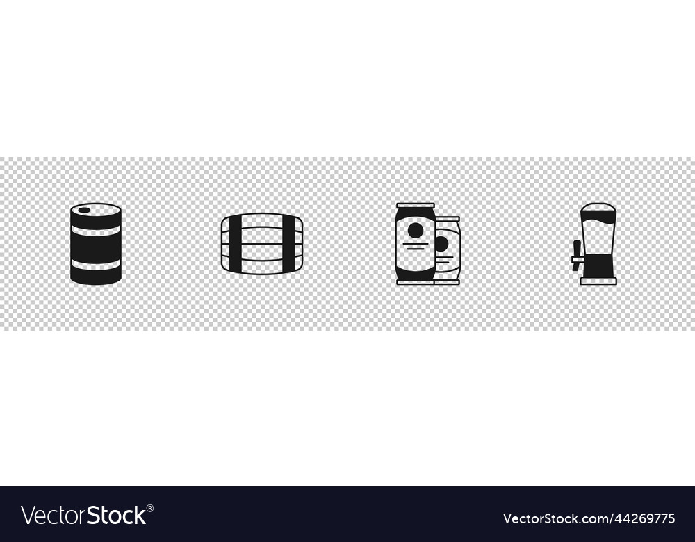 Set metal beer keg wooden barrel beer can Vector Image Set metal beer keg wooden barrel beer can Vector Image