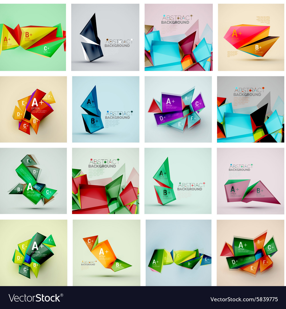 Set of triangle geometric 3d forms modern info Vector Image