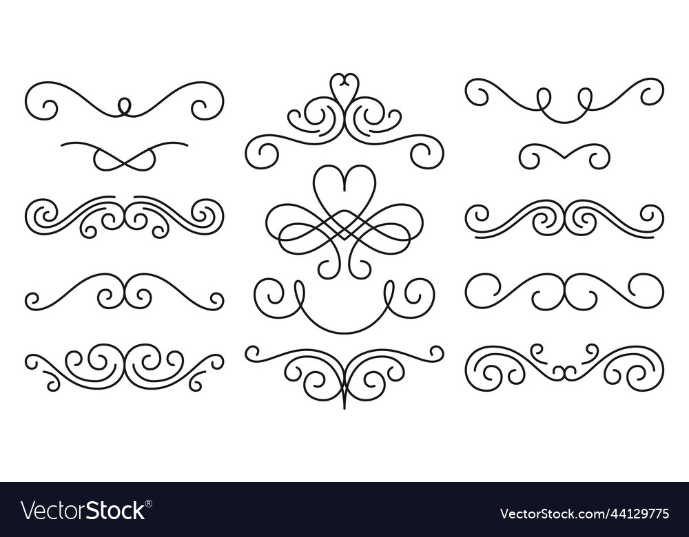 Swirl retro ornament line vintage flourish curl Vector Image Swirl retro ornament line vintage flourish curl Vector Image