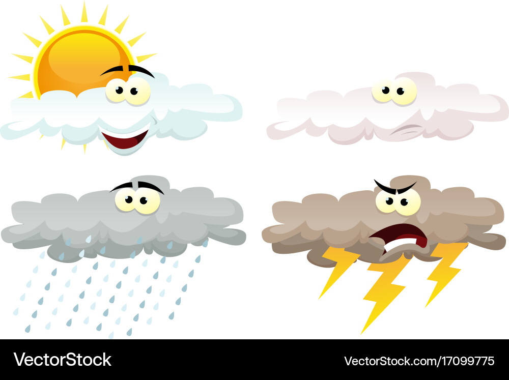 Weather icons characters Royalty Free Vector Image