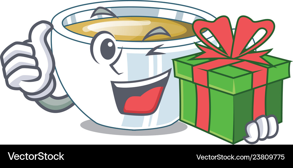 With gift ginger tea in the cartoon shape Vector Image