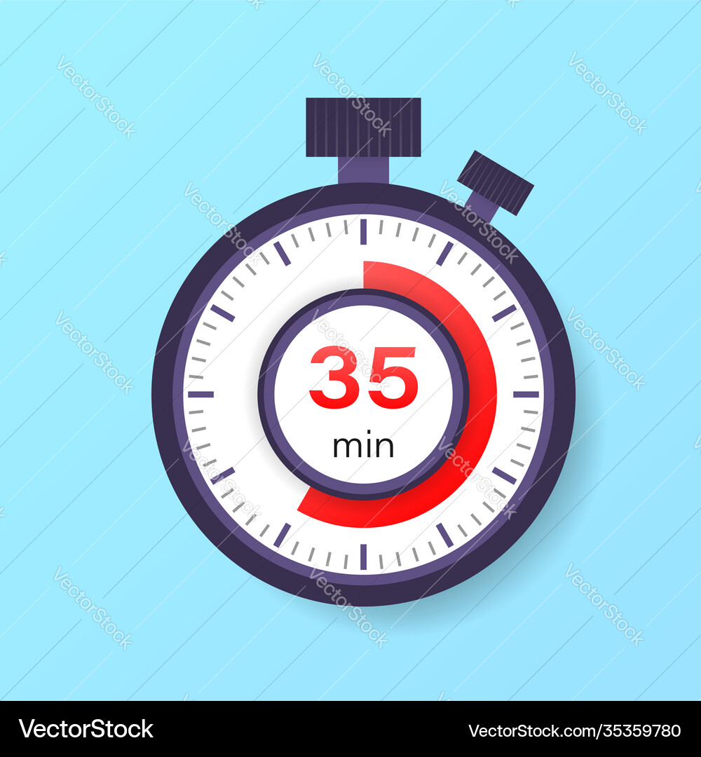 35 minutes timer stopwatch icon in flat style Vector Image