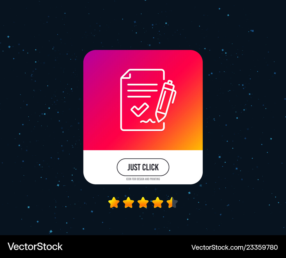 Approved agreement line icon sign document symbol Vector Image