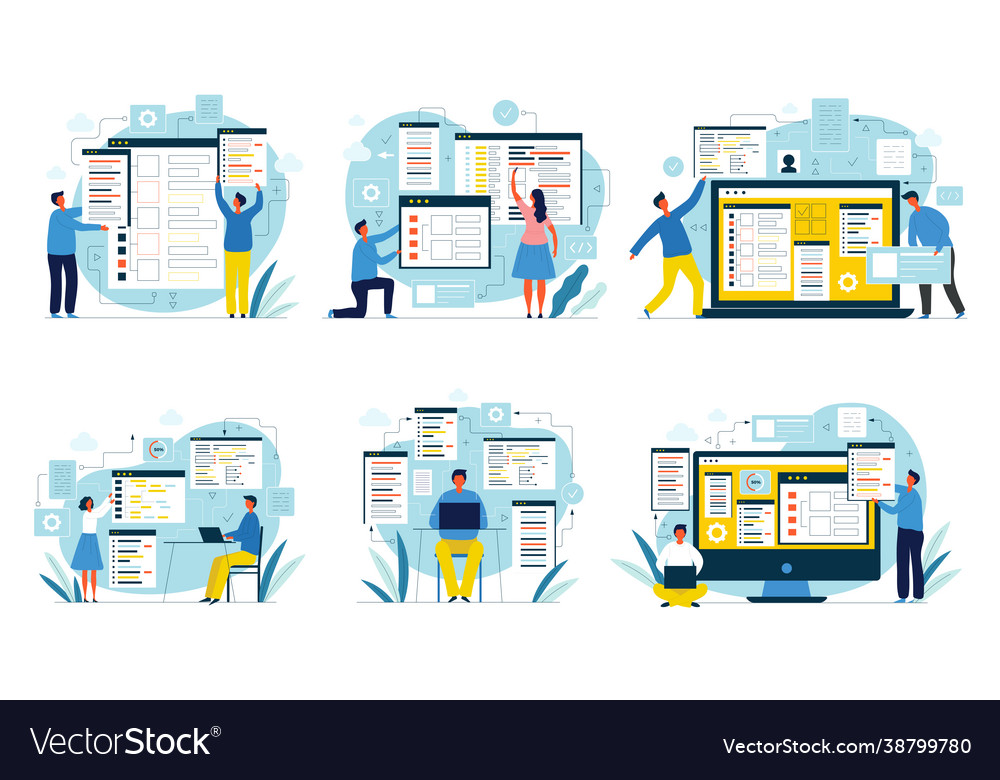 Coders people designers and programmers digital Vector Image