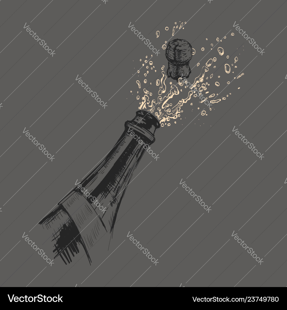 Hand drawn of champagne explosion Royalty Free Vector Image