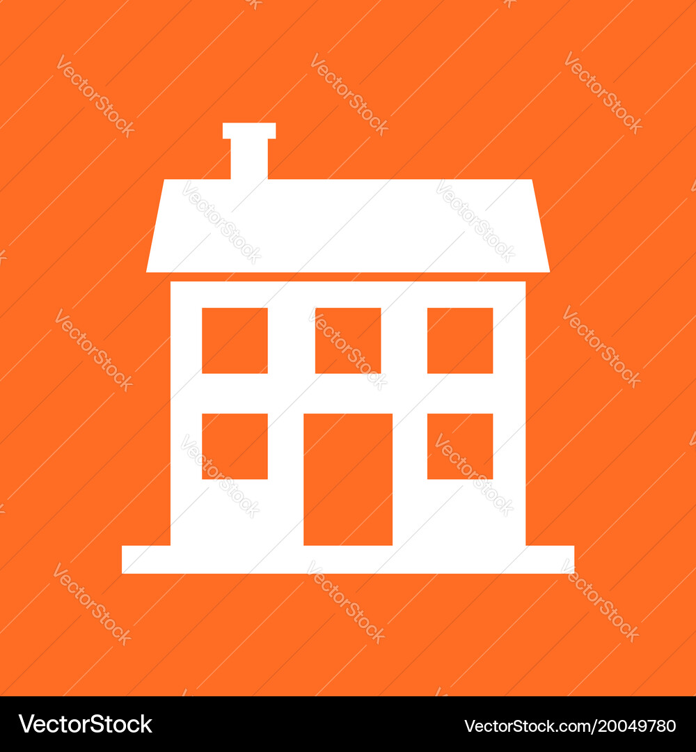 House icon in flat style on orange background Vector Image