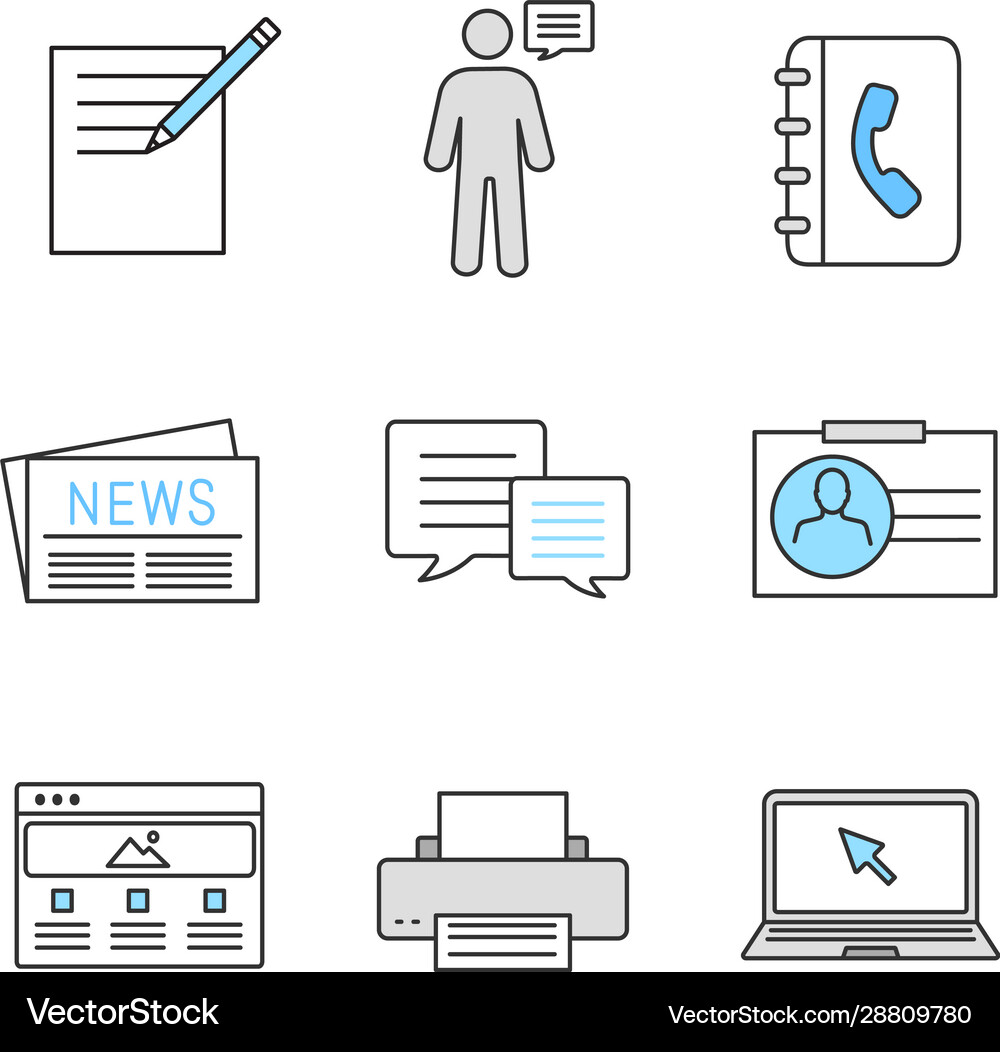 Information center color icons set Royalty Free Vector Image