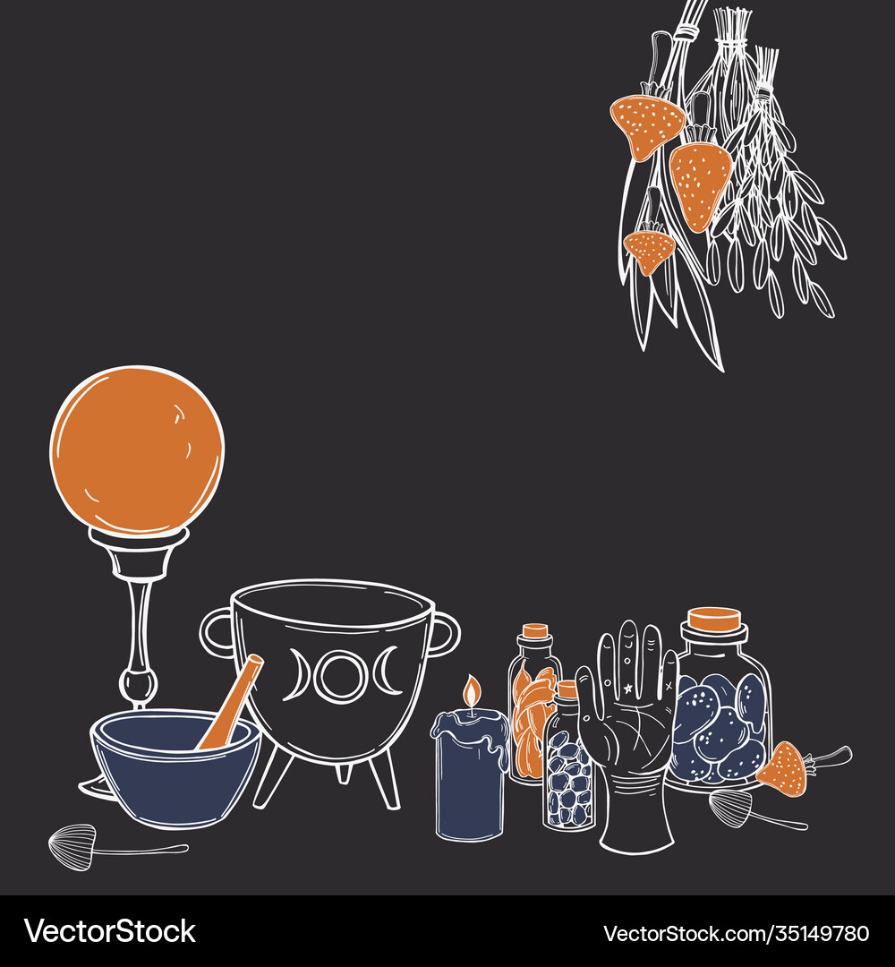 Magical occult elements sorceress collection Vector Image