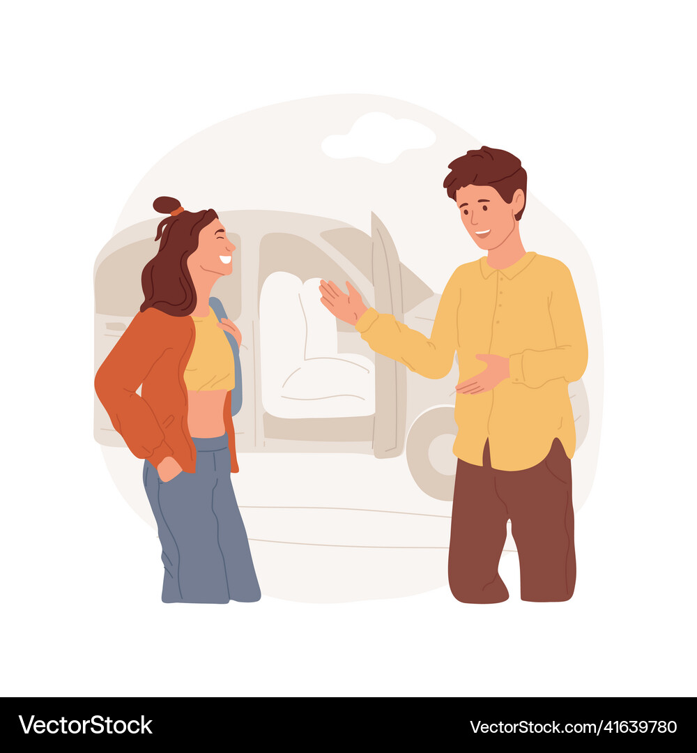 Picking up a girlfriend isolated cartoon Vector Image