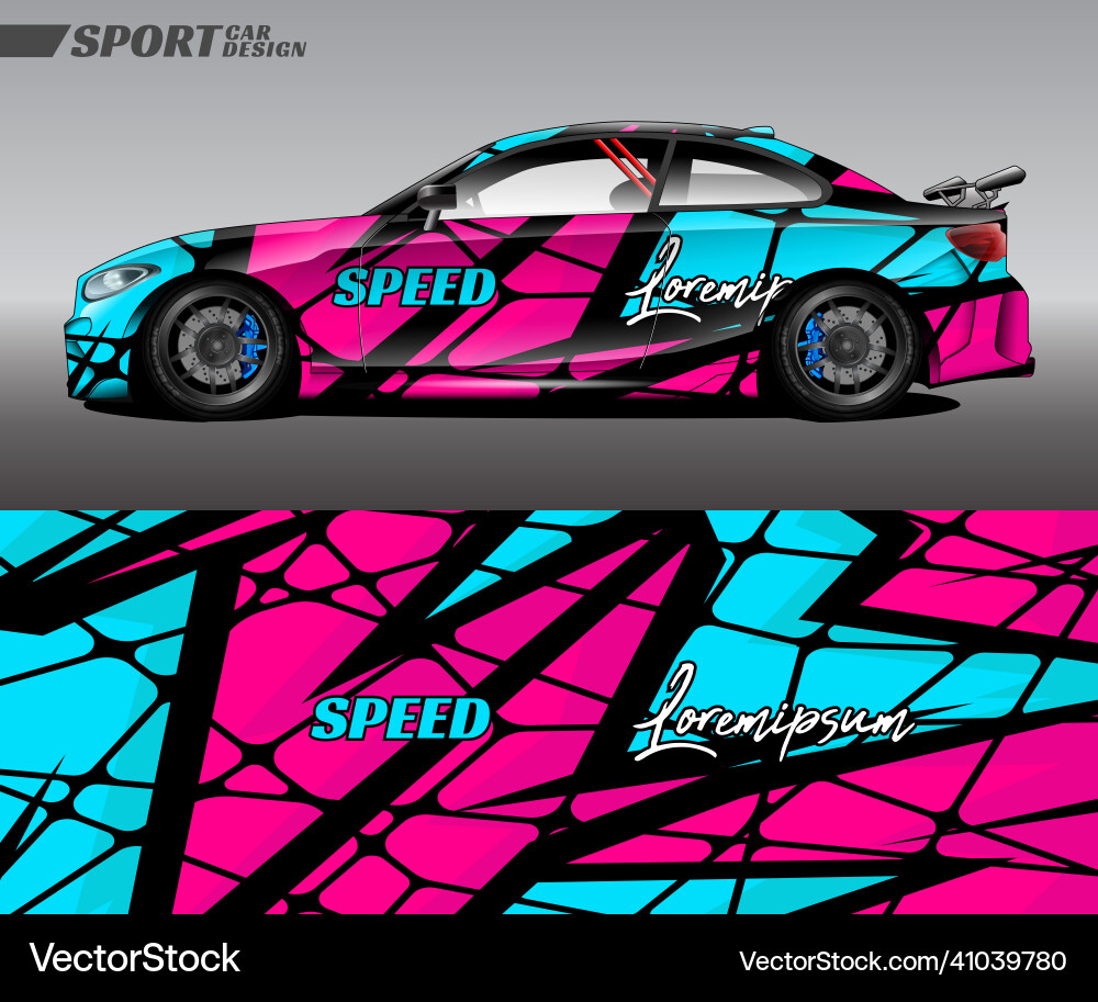Racing car wrap design with special texture style Vector Image