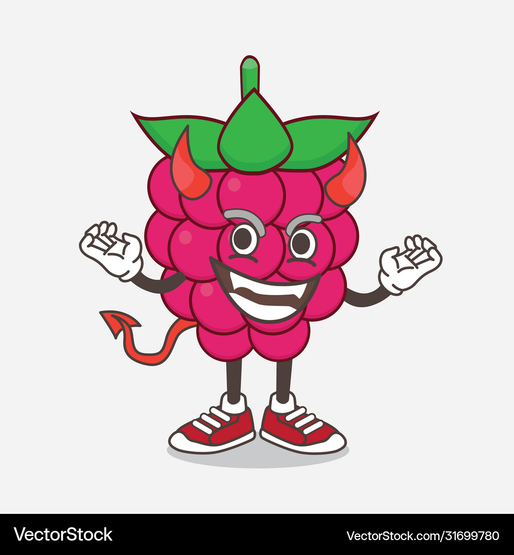 Raspberry fruit cartoon mascot character as red Vector Image