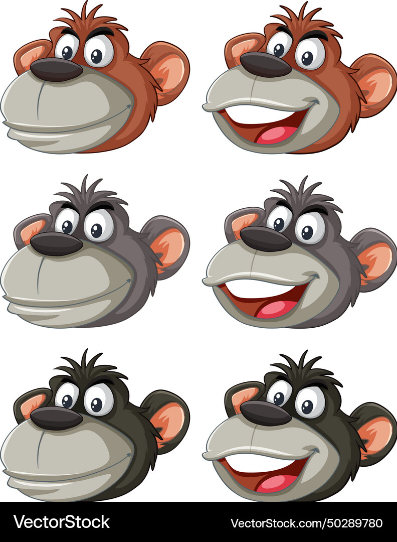 Six of a monkey with different expressions – Royalty-Free Vector ...