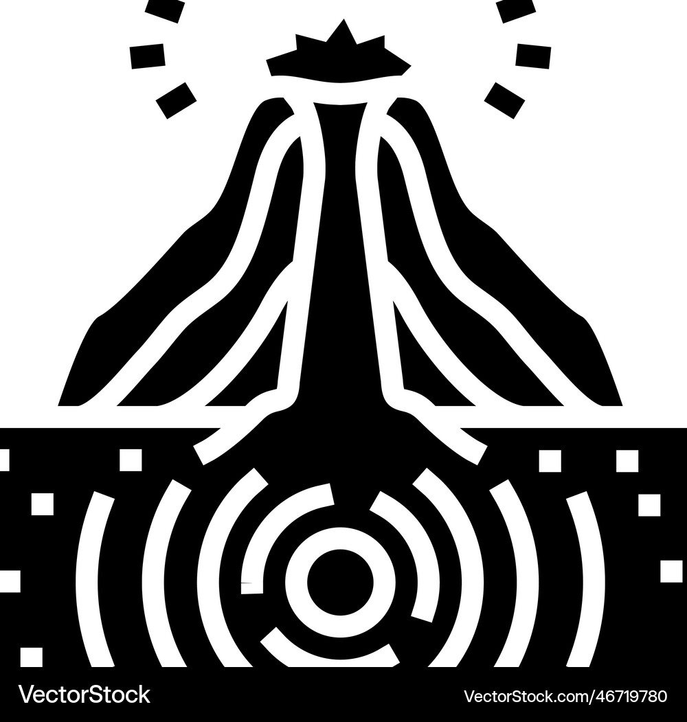Volcanic earthquake disaster glyph icon Royalty Free Vector