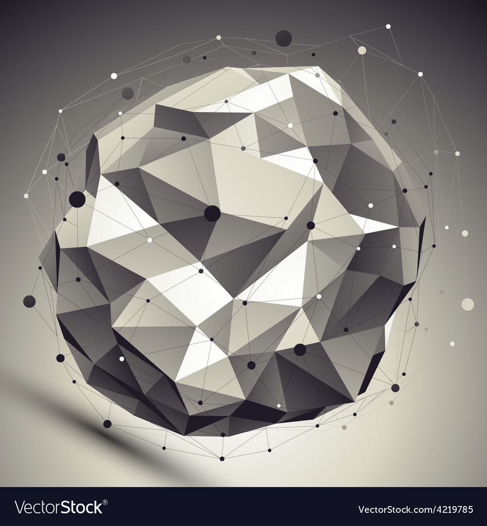 Asymmetric 3d Abstraction Lattice Geometric Vector Image