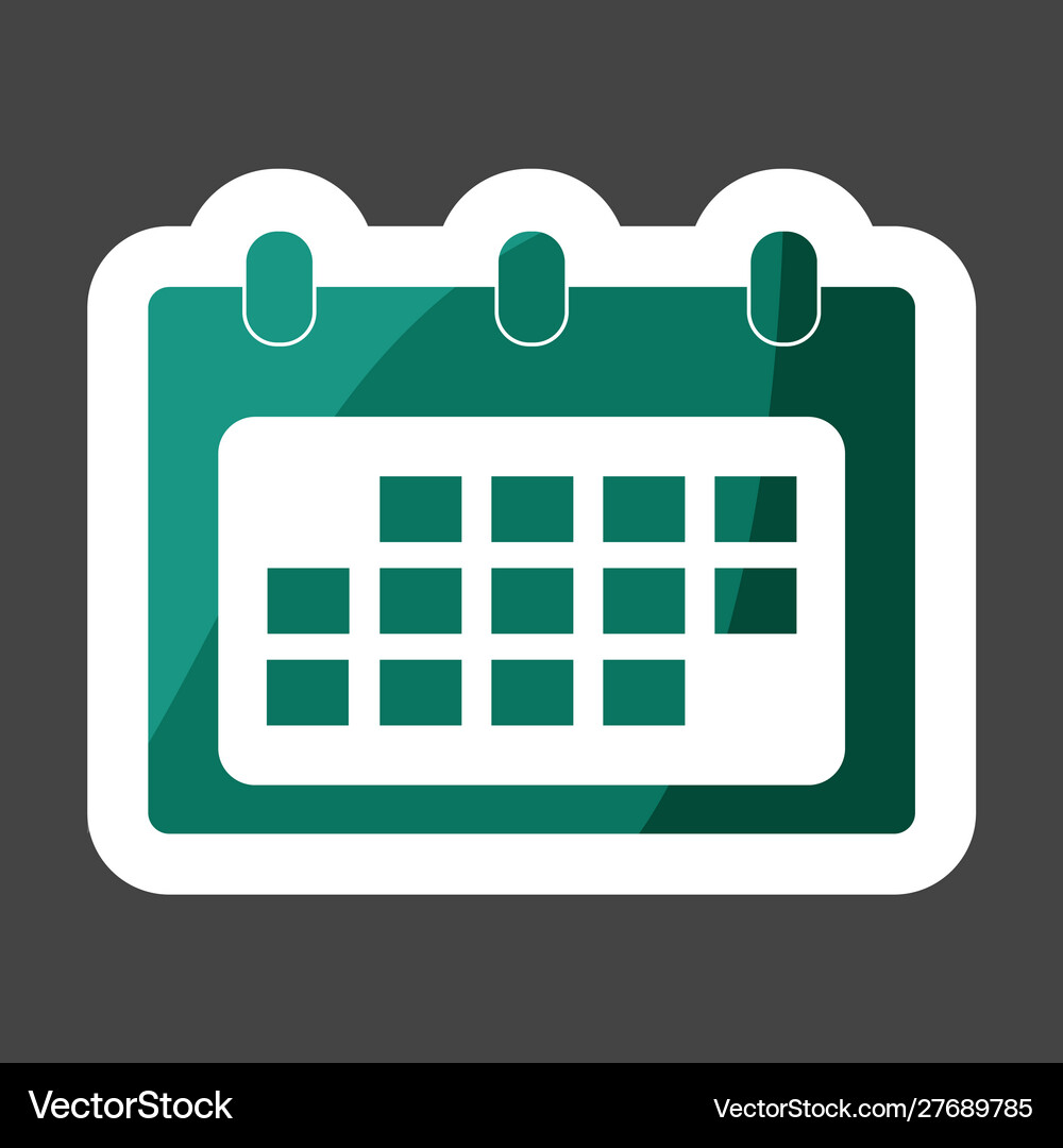 Calendar icon in flat style colored sticker Vector Image