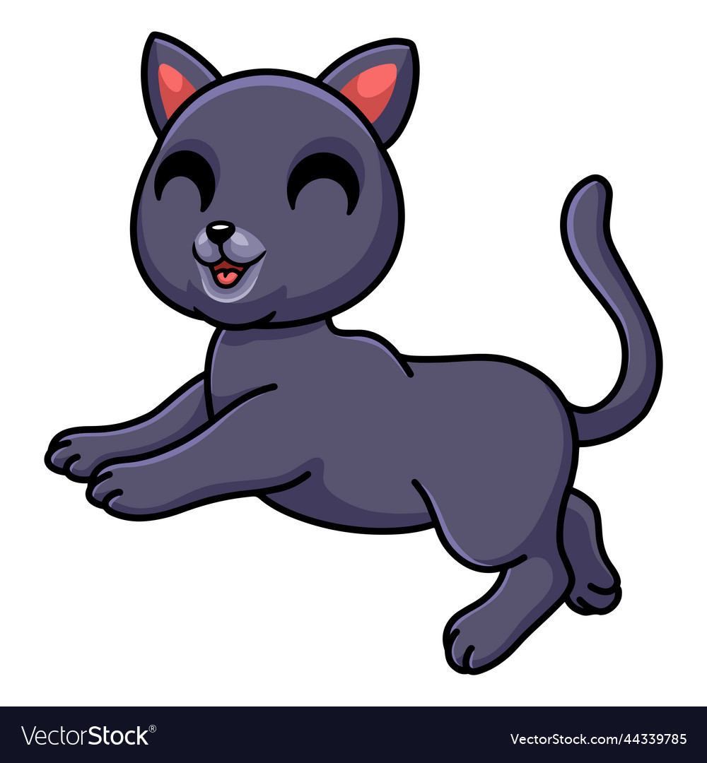Cute chartreux cat cartoon jumping Royalty Free Vector Image