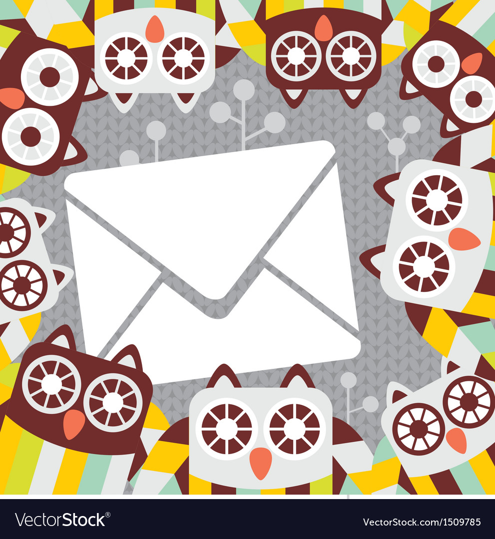 Cute owls with letter banner Royalty Free Vector Image