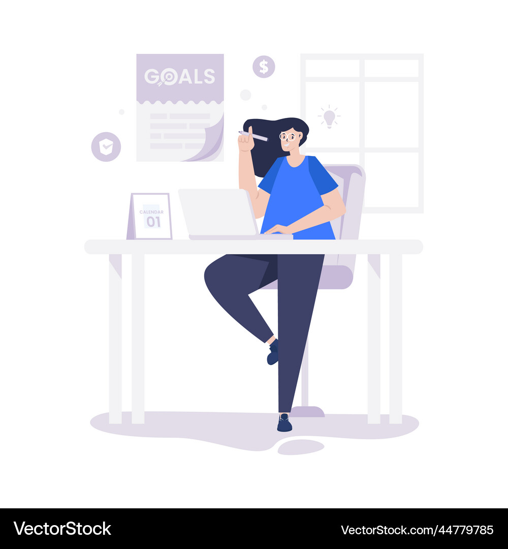 Flat design a woman managing work plan business Vector Image