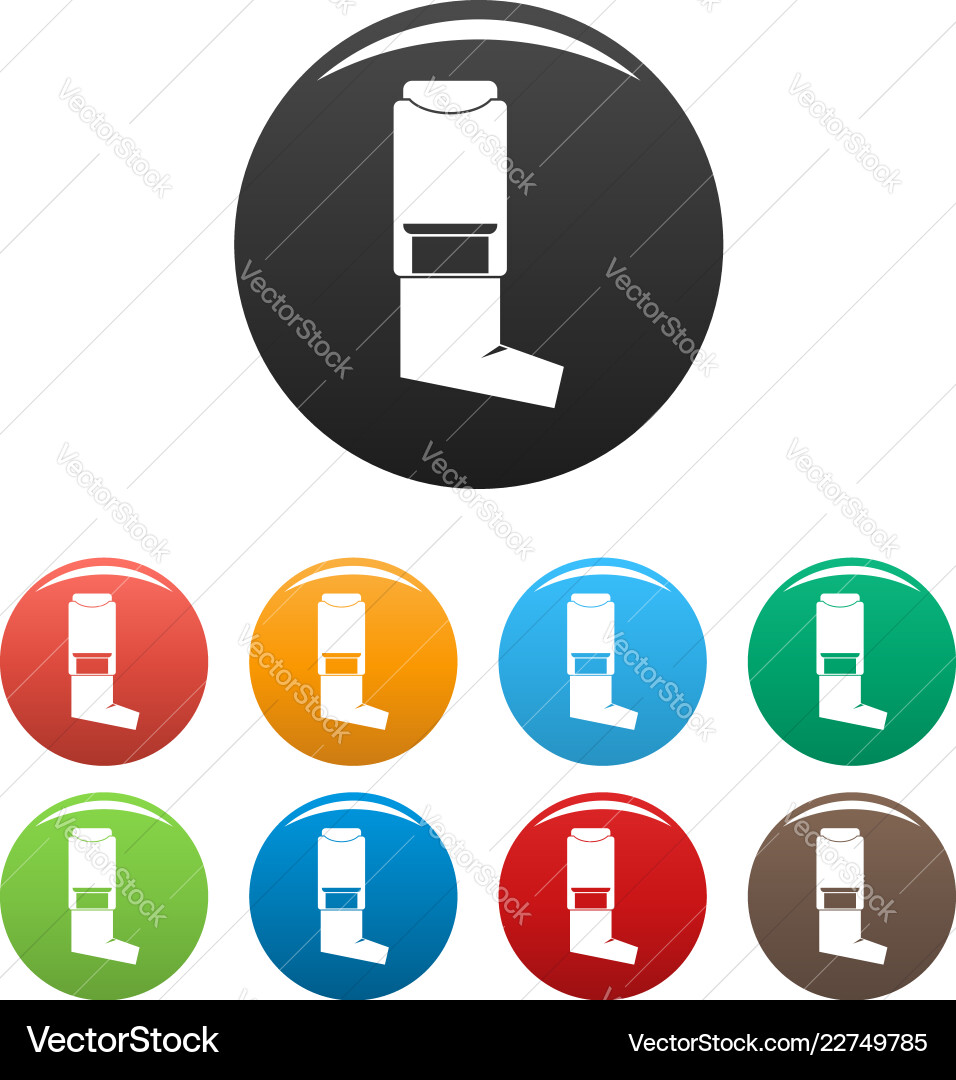 Inhaler icons set color Royalty Free Vector Image