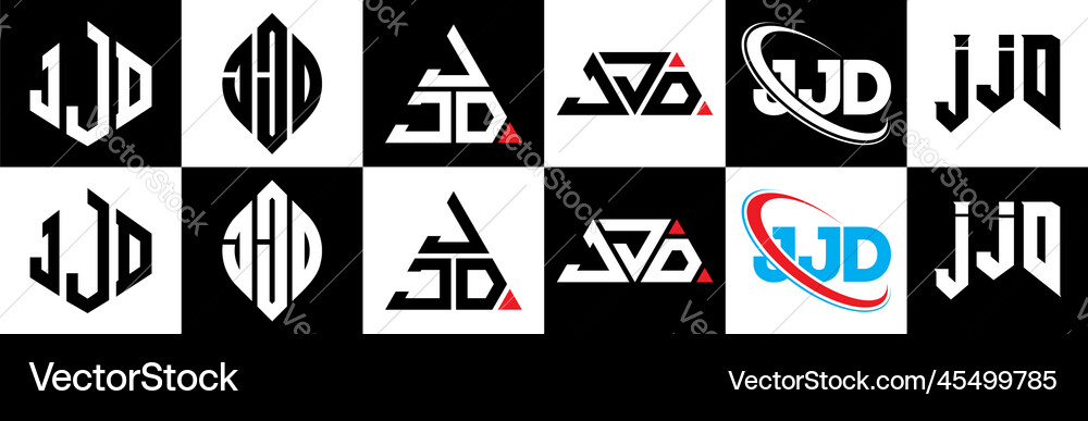 Jjd letter logo design in six style polygon Vector Image