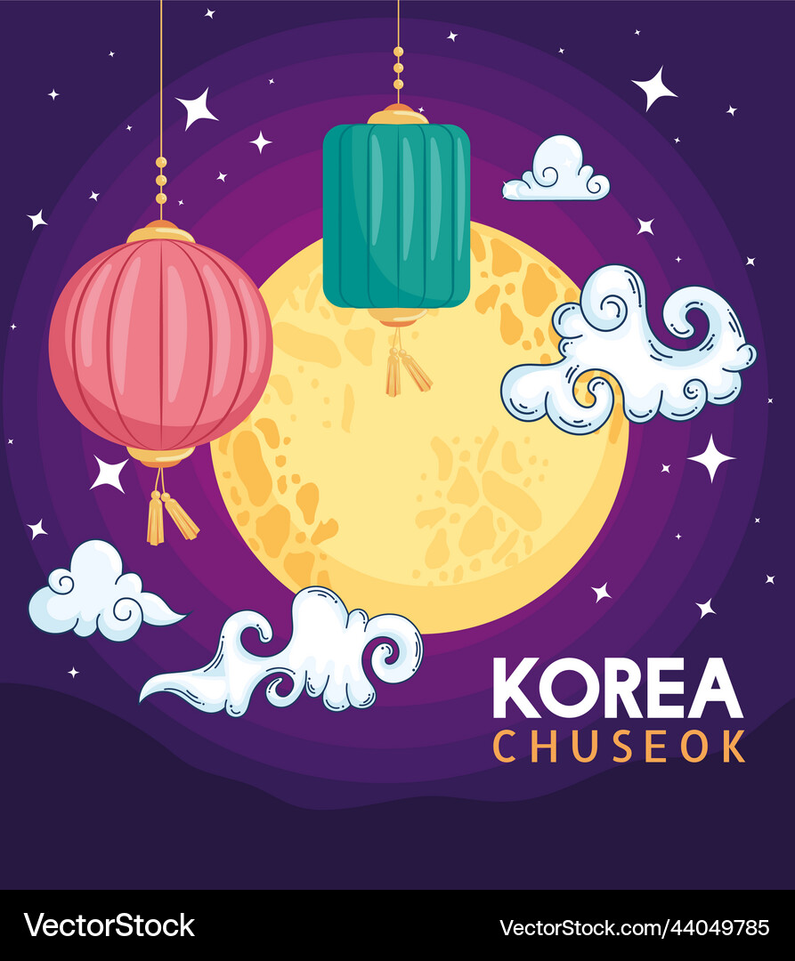 Korea chuseok lettering scene Royalty Free Vector Image