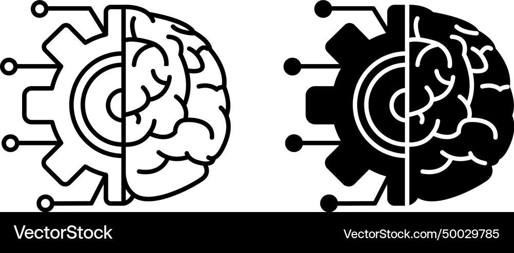 Machine learning icons icon of human brain Vector Image
