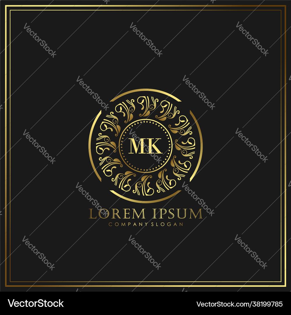 Mk initial letter luxury logo template in art Vector Image