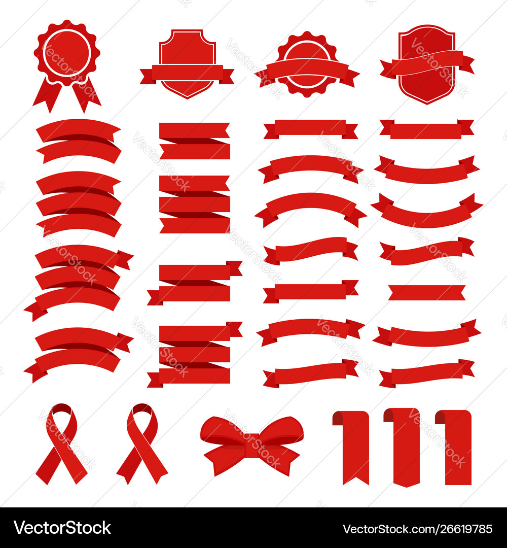 Ribbon icon set on white background collection Vector Image