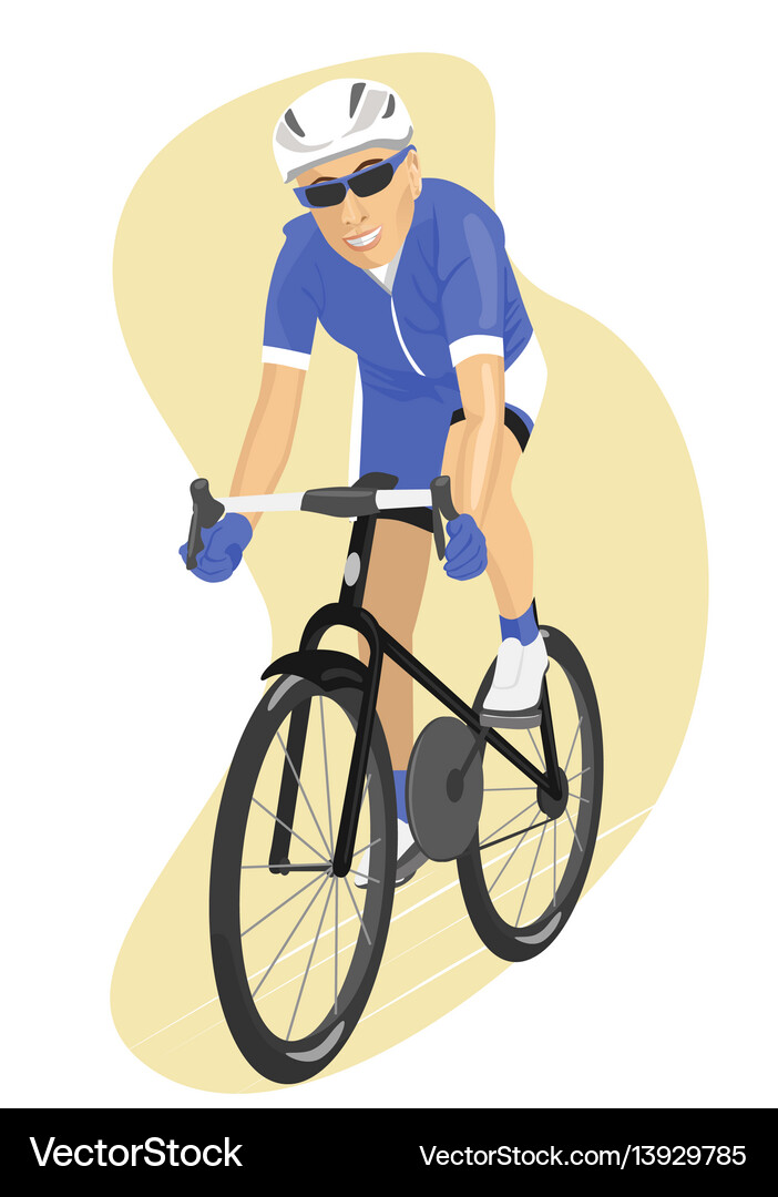 Road cyclist in blue jersey Royalty Free Vector Image