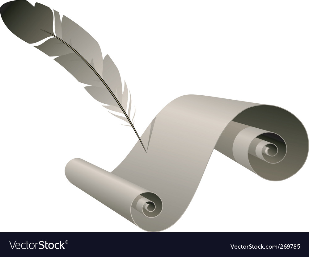 Scroll and feather Royalty Free Vector Image - VectorStock