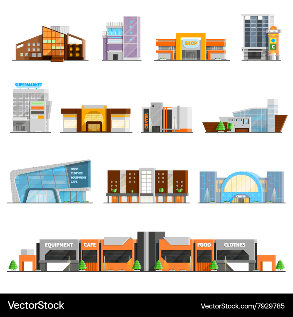 Shopping Mall Icons Set Royalty Free Vector Image