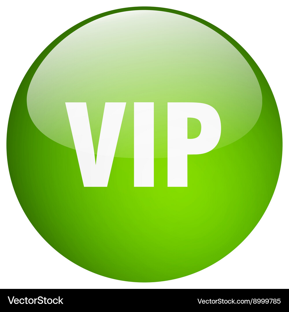 Vip green round gel isolated push button Vector Image