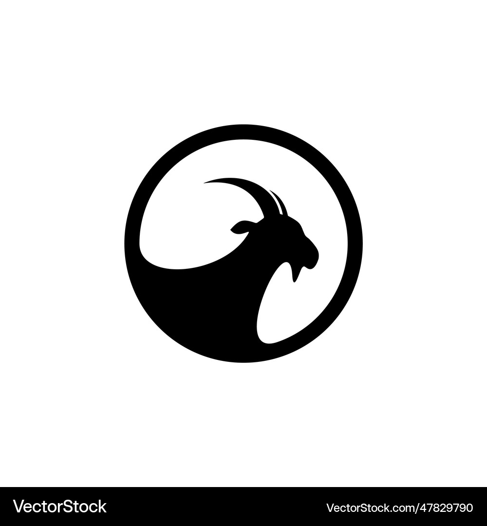 Black goat head emblem logo design Royalty Free Vector Image