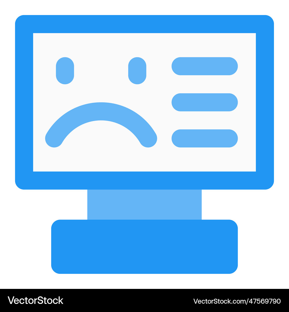 Blue screen indicating a system failure Royalty Free Vector