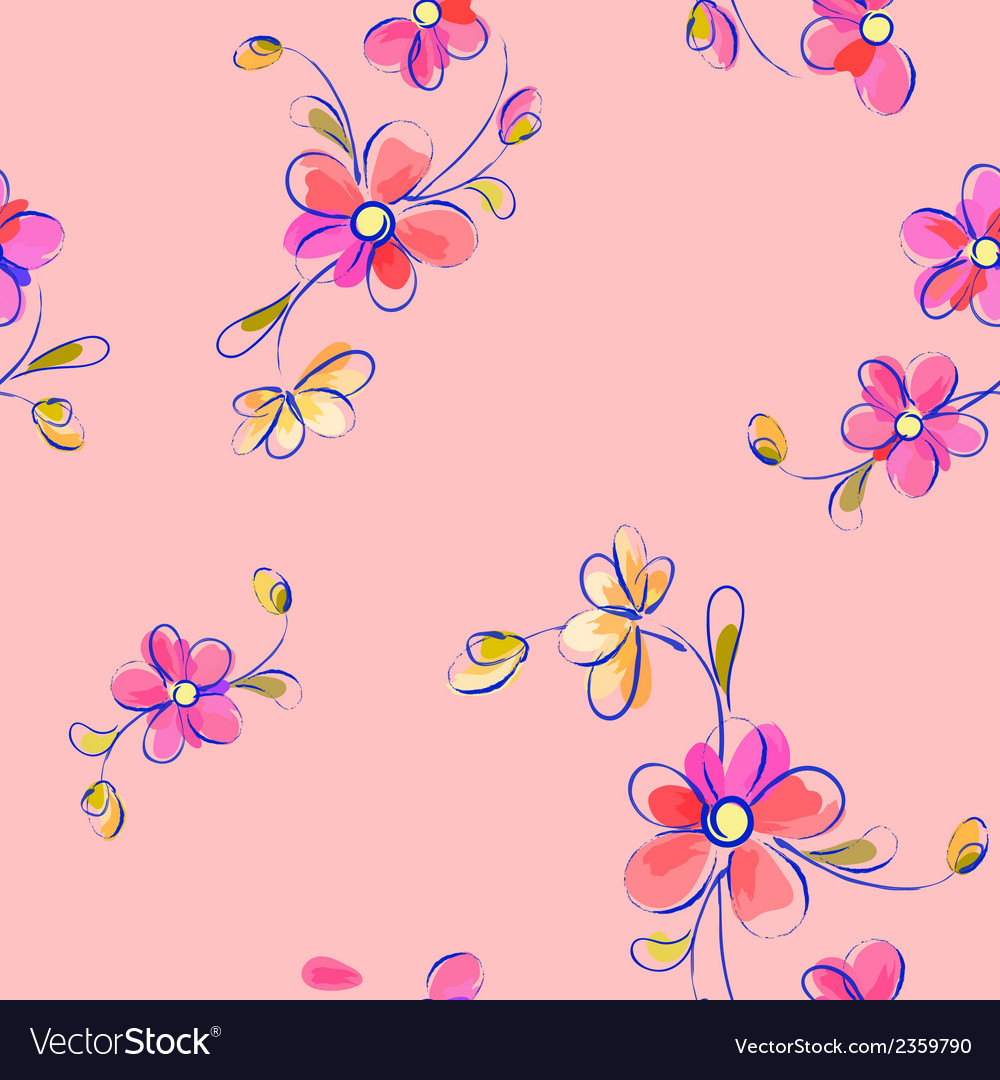 Seamless pink pattern with flowers Royalty Free Vector Image