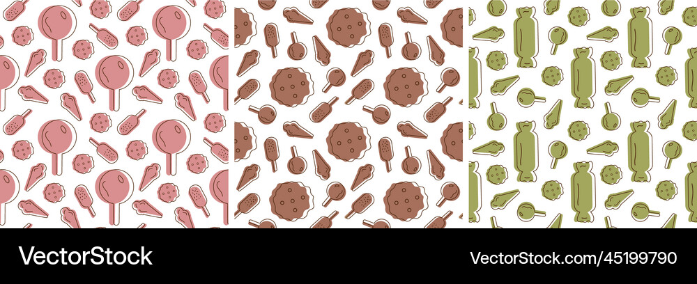 Set of chocolate seamless pattern design Vector Image